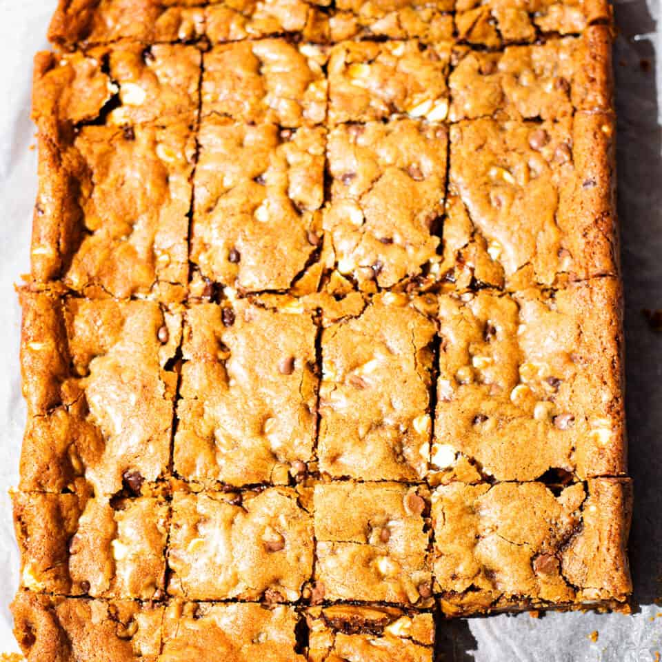 Brown Butter Triple Chocolate Chip Cookie Tray Bake - Tiffin And Tea