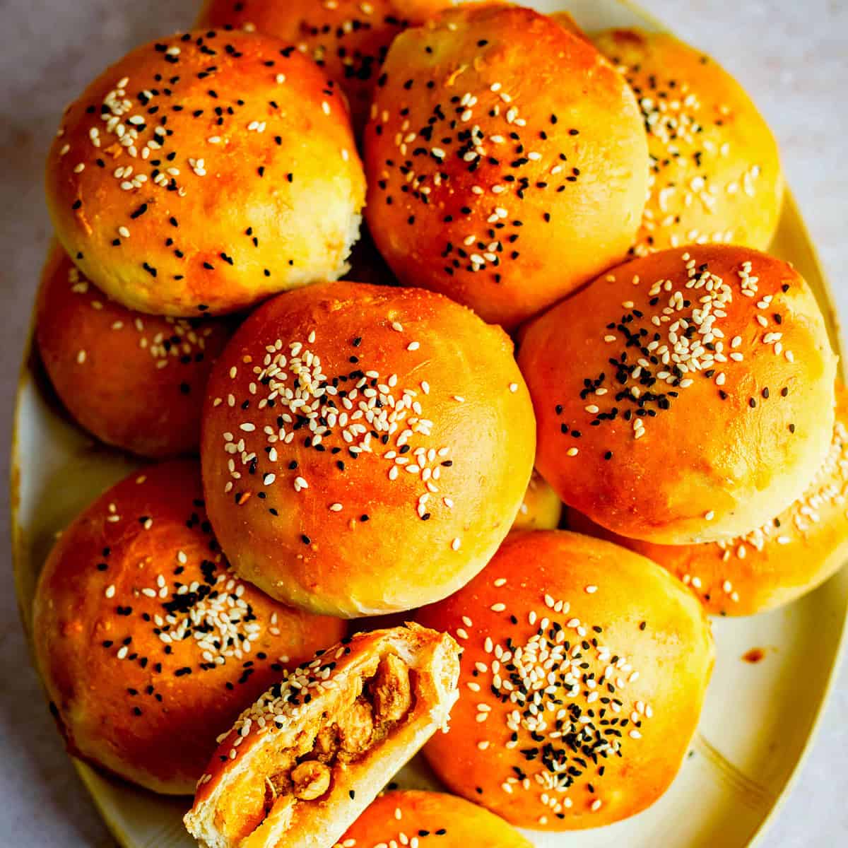 Chicken Stuffed Buns - Chicken Bread Rolls - Tiffin And Tea