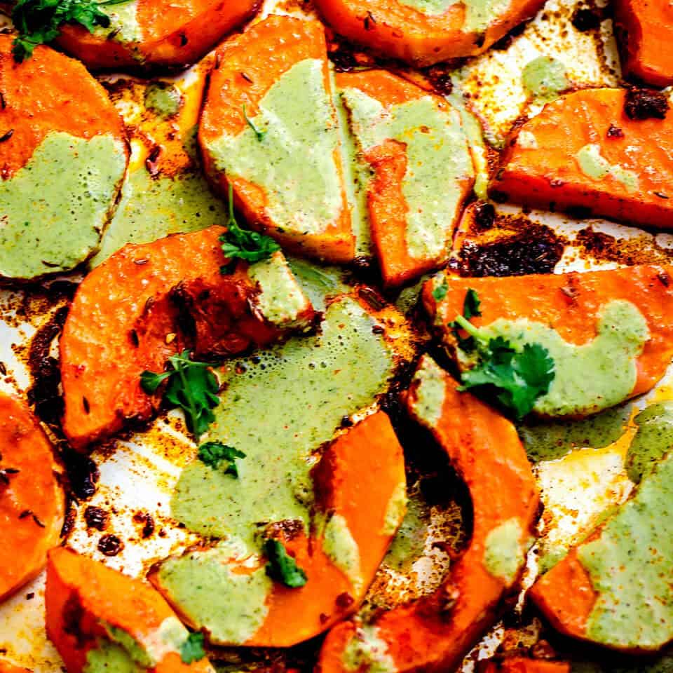Spiced Roast Potimarron (Hokkaido) Pumpkin with Zhoug Dressing - Tiffin ...