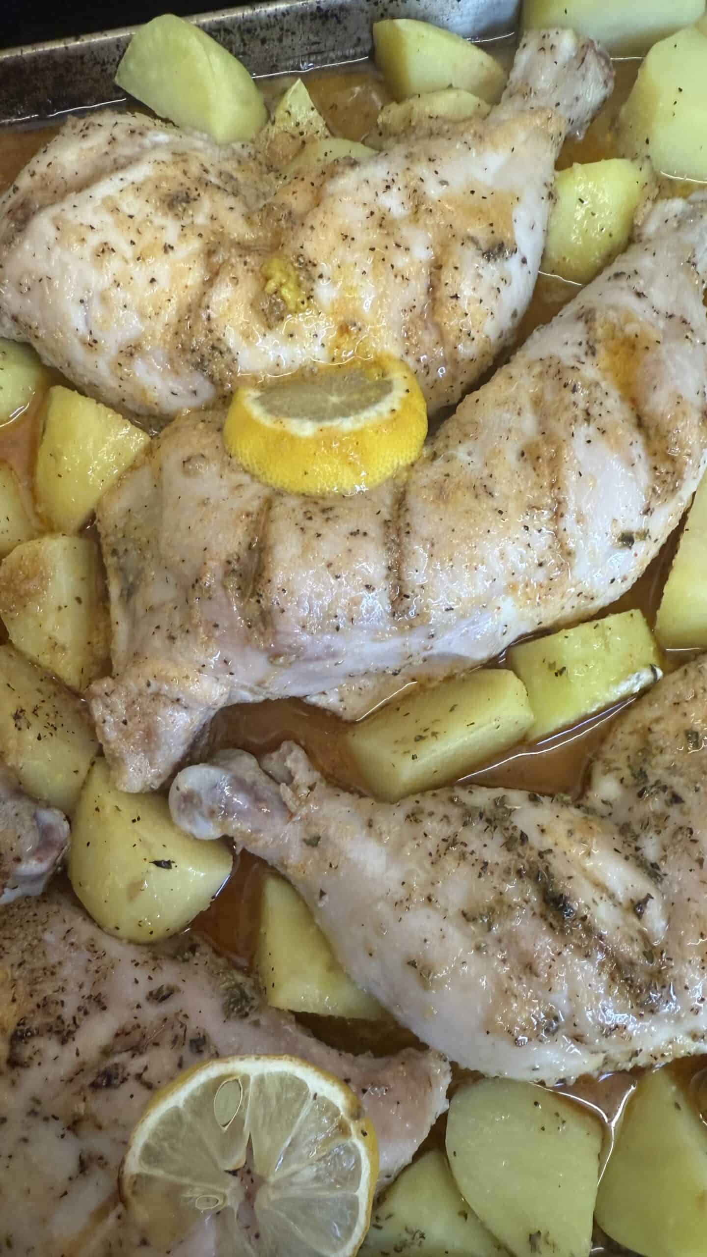 Lebanese Potato and Chicken Traybake with Lemon, Garlic Sauce - Djej w ...
